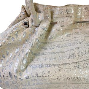 Plinio Visona | Bags | Plinio Visona Cream Silver Genuine Leather ...